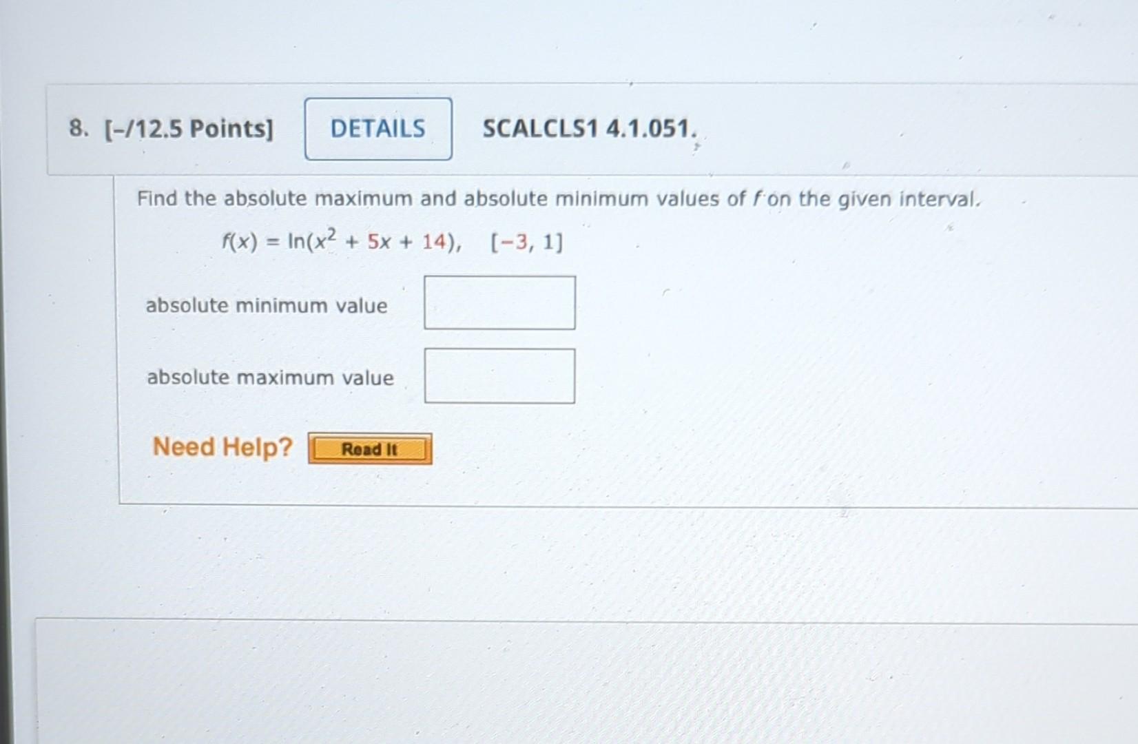 Solved Find the absolute maximum and absolute minimum values | Chegg.com