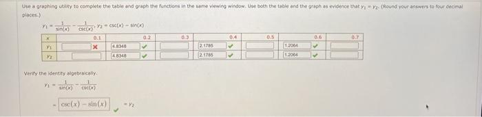 Solved Use a graphing utility to complete the table and | Chegg.com