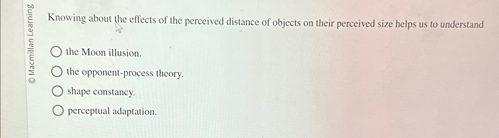 Solved Knowing about the effects of the perceived distance | Chegg.com