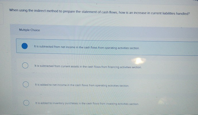 Solved Saved Help Save & Exit When using the indirect method | Chegg.com