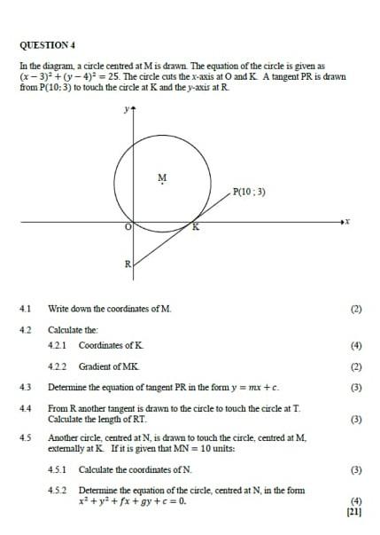 Solved QUESTION 4 In the diagram, a circle centred at M is | Chegg.com