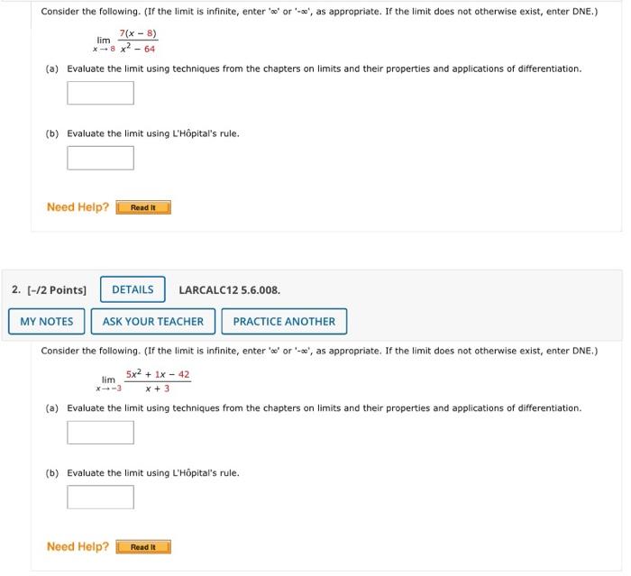 Solved Consider the following. (If the limit is infinite, | Chegg.com Solved Consider the following. (If the limit is infinite, | Chegg.com