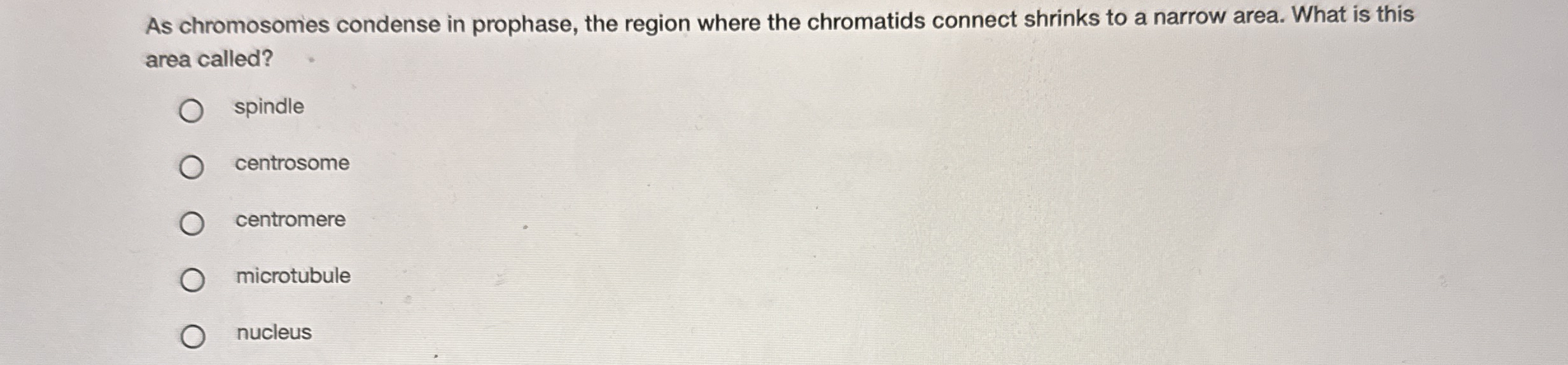 Solved As chromosomes condense in prophase, the region where | Chegg.com