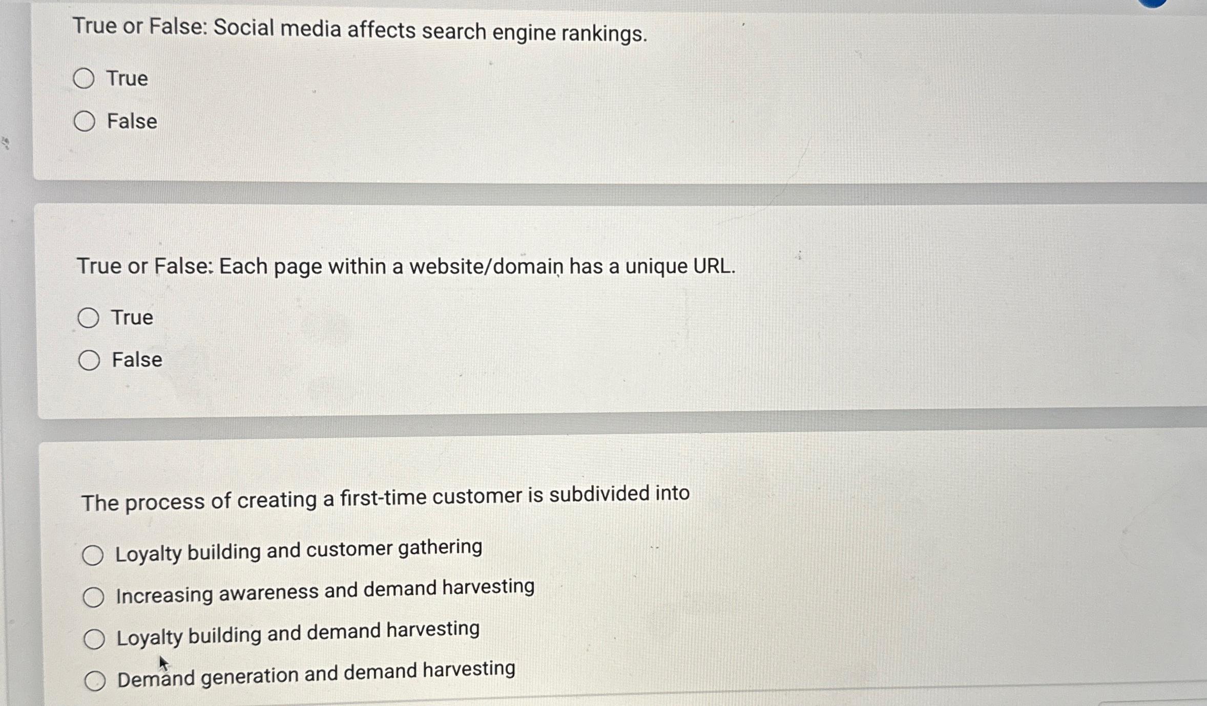 Solved True or False: Social media affects search engine | Chegg.com