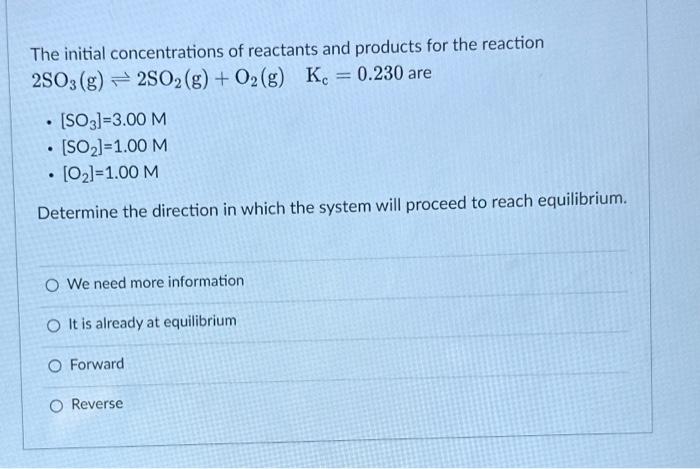Solved The initial concentrations of reactants and products | Chegg.com
