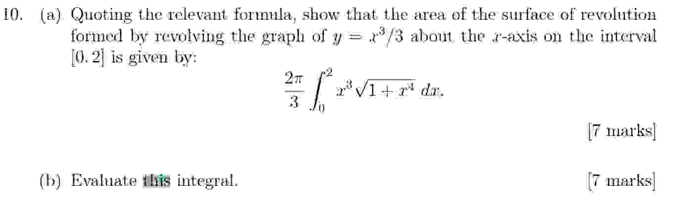 Solved (a) ﻿Quoting the relevant formula, show that the area | Chegg.com