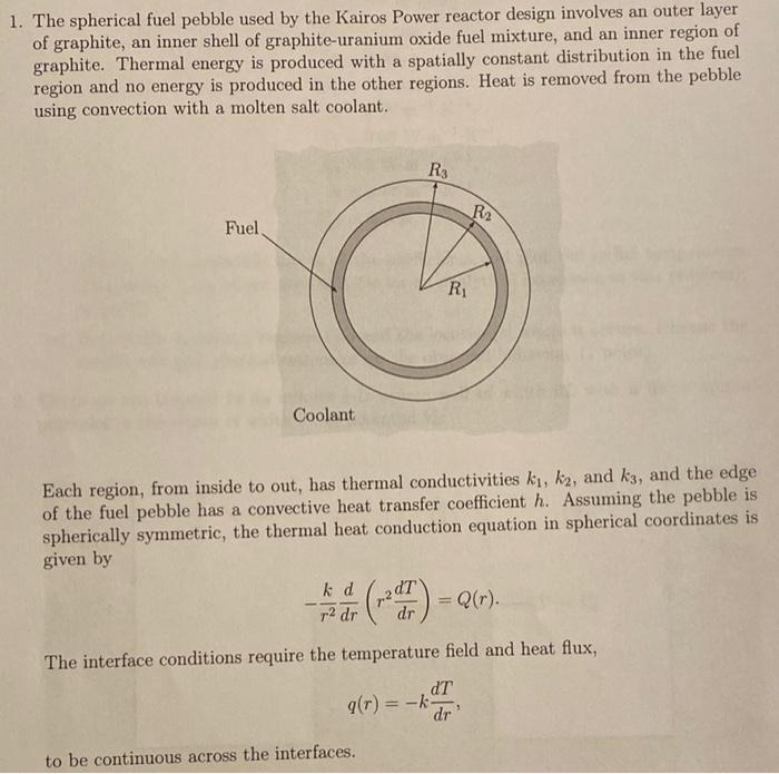 Solved 1. The spherical fuel pebble used by the Kairos Power | Chegg.com