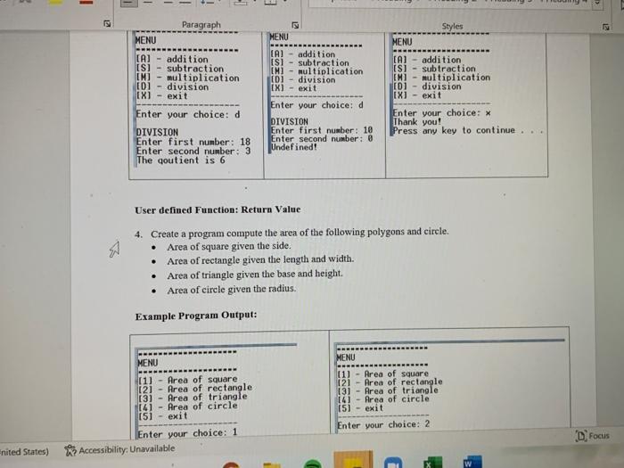 Solved Paragraph is Styles Predefined Function: ceilo, | Chegg.com
