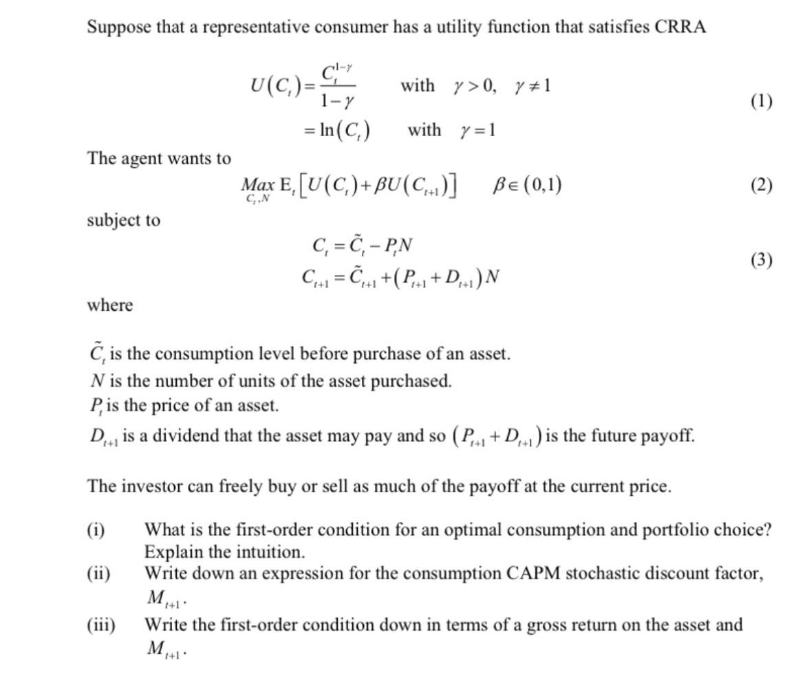 Solved Suppose that a representative consumer has a utility | Chegg.com
