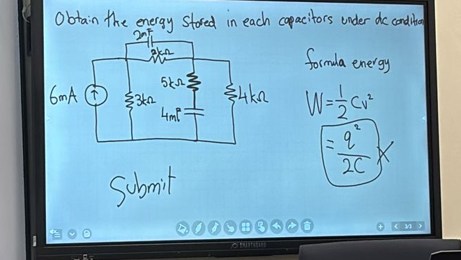 Solved Obtain the energy stored in each capacitors under dc | Chegg.com