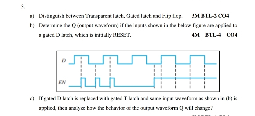 Solved a) ﻿Distinguish between Transparent latch, Gated | Chegg.com
