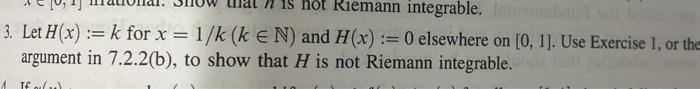 Solved n is not Riemann integrable. 3. Let H(x):= k for x = | Chegg.com