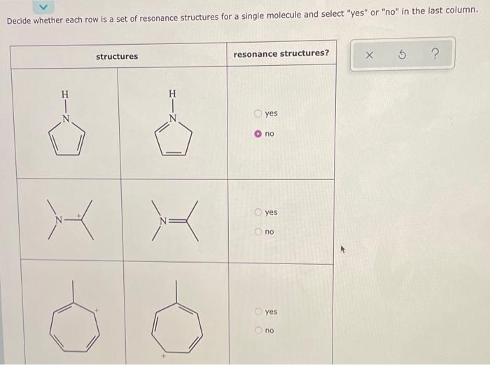 Solved Decide whether each row is a set of resonance | Chegg.com