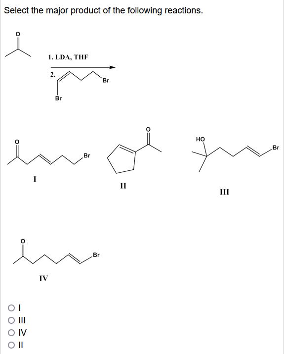 Solved Select the major product of the following reactions. | Chegg.com