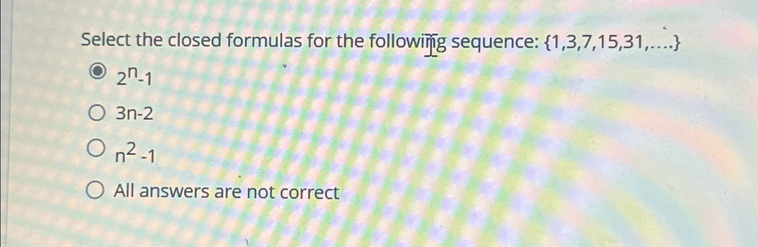 Solved Select the closed formulas for the following | Chegg.com