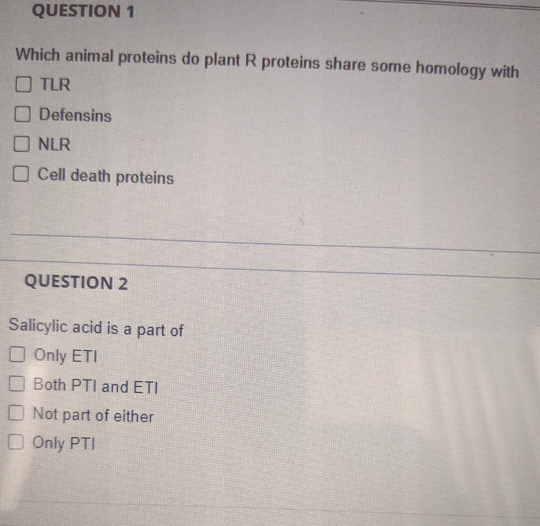 Solved QUESTION 1Which animal proteins do plant R proteins | Chegg.com