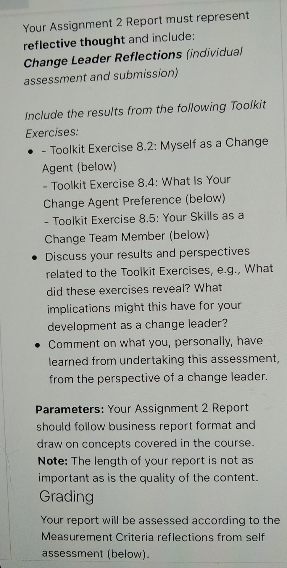 Solved Your Assignment 2 Report must represent reflective | Chegg.com