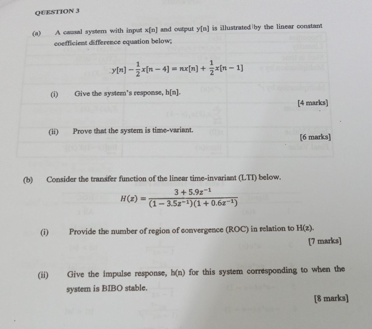 Solved (a) A causal system with input x[n] and output y[n] | Chegg.com