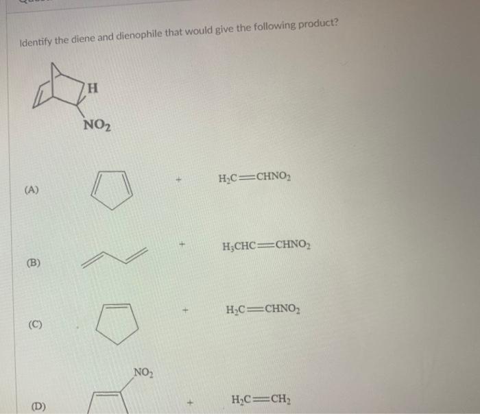 Solved Identify the diene and dienophile that would give the | Chegg.com