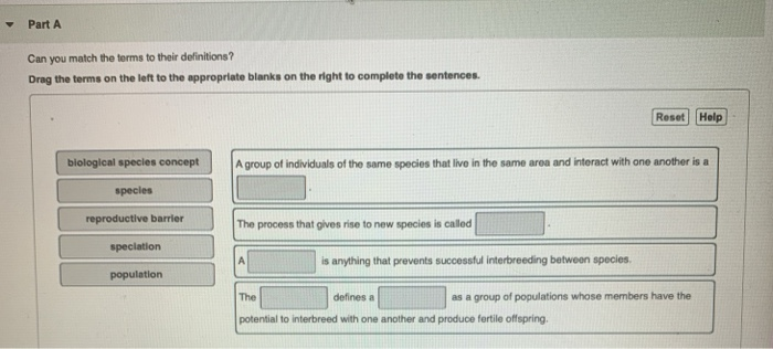 Solved Part A Can you match the terms to their definitions? | Chegg.com