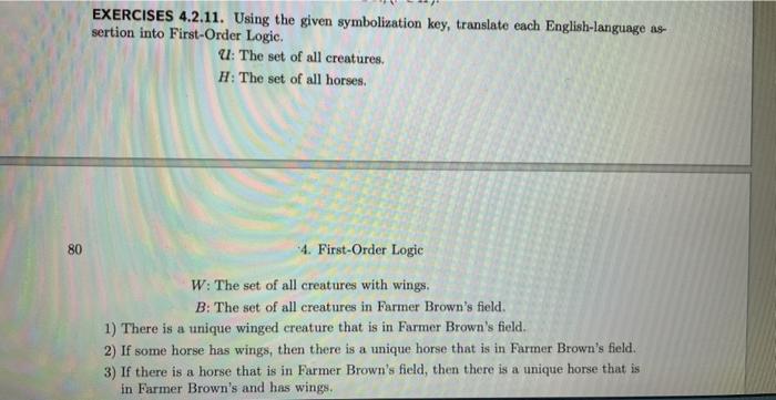 Solved EXERCISES 4.2.11. Using the given symbolization key, | Chegg.com
