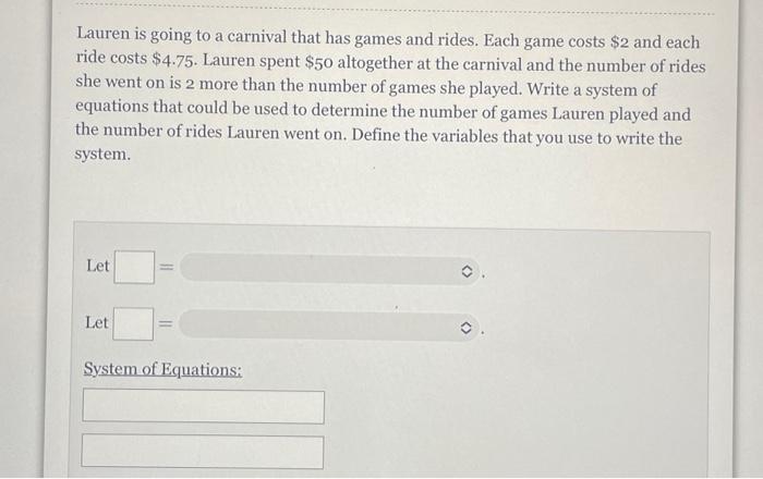 Solved Writing systems of equations from context very | Chegg.com