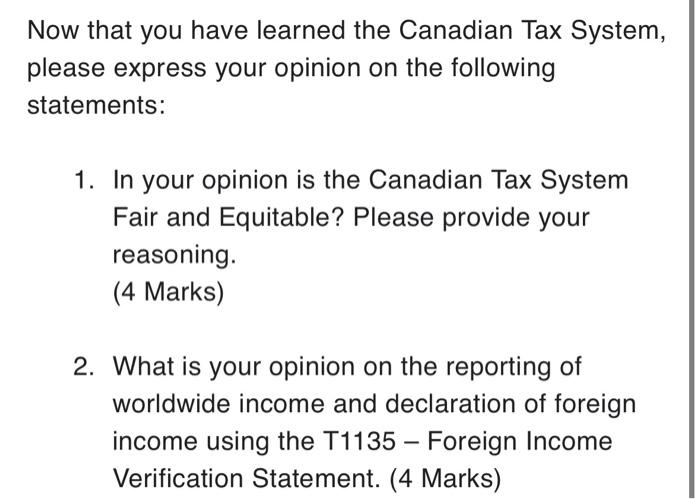 Solved Now that you have learned the Canadian Tax System, | Chegg.com