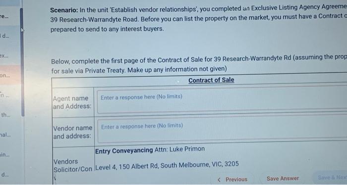 Scenario: In the unit 'Establish vendor | Chegg.com