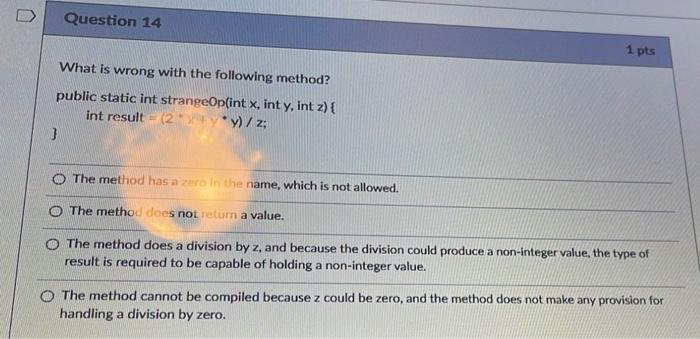 Solved What is wrong with the following method? public | Chegg.com