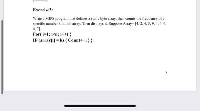 Solved Exercise3: Write a MIPS program that defines a static | Chegg.com