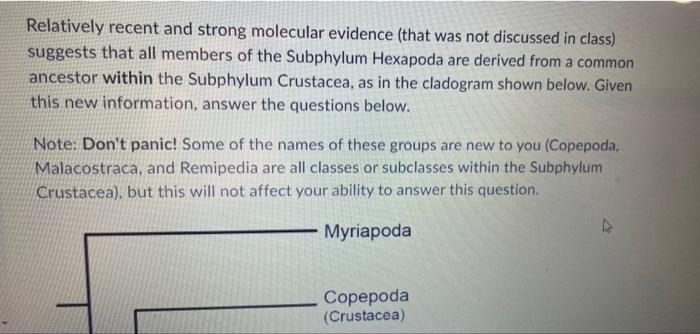 Solved Remipedia (Crustacea) a. (1 mark) Based on this tree, | Chegg.com