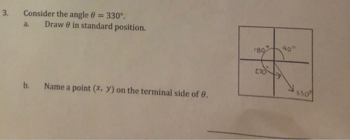 Solved 3. Consider the angle 8 = 330°. a. Draw in standard | Chegg.com