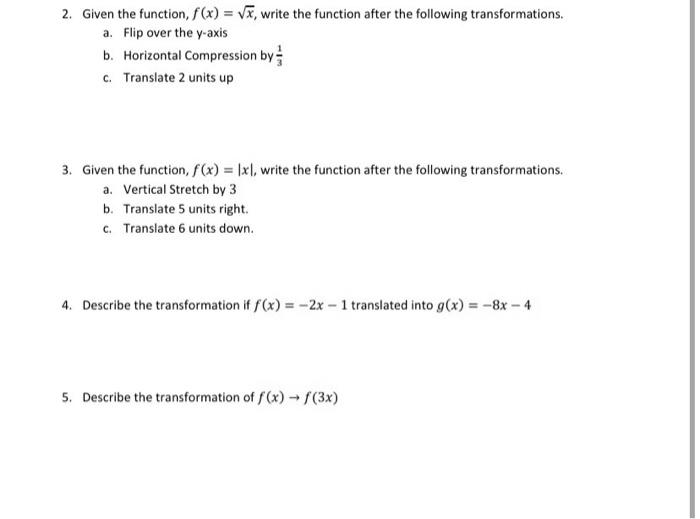 Solved 2 Given The Function Fx V Write The Function 