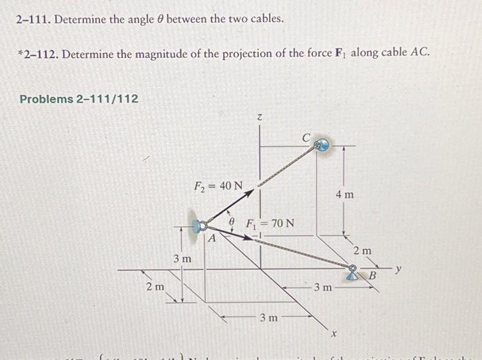 2-111. Determine the angle between the two cables. | Chegg.com