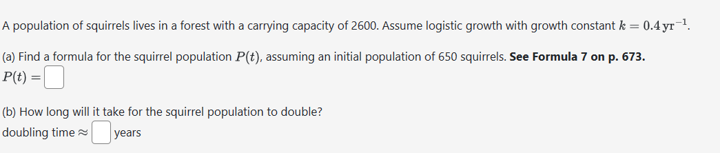 Solved A population of squirrels lives in a forest with a | Chegg.com