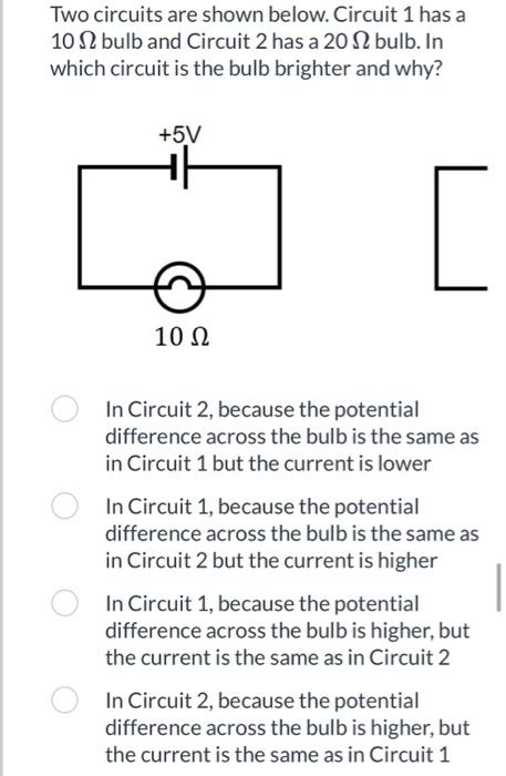 Solved Two circuits are shown below. Circuit 1 has a 10Ω | Chegg.com