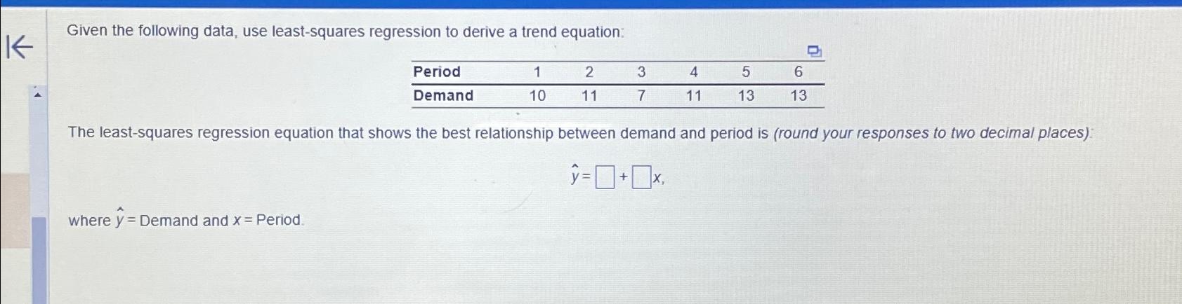 Solved Given the following data, use least-squares | Chegg.com