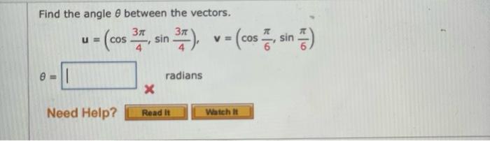 Solved Find the angle θ between the vectors. | Chegg.com