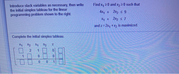 Solved Introduce slack variables as necessary, then write | Chegg.com