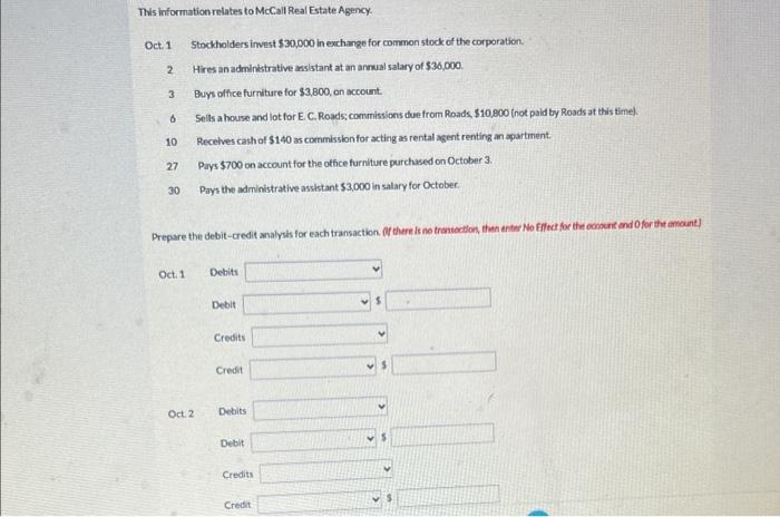 Solved Oct. 1 Stockholders invest $30,000 in exchange for | Chegg.com