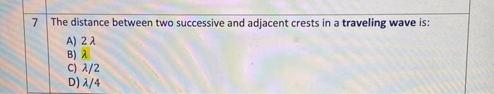 Solved 7 The distance between two successive and adjacent | Chegg.com