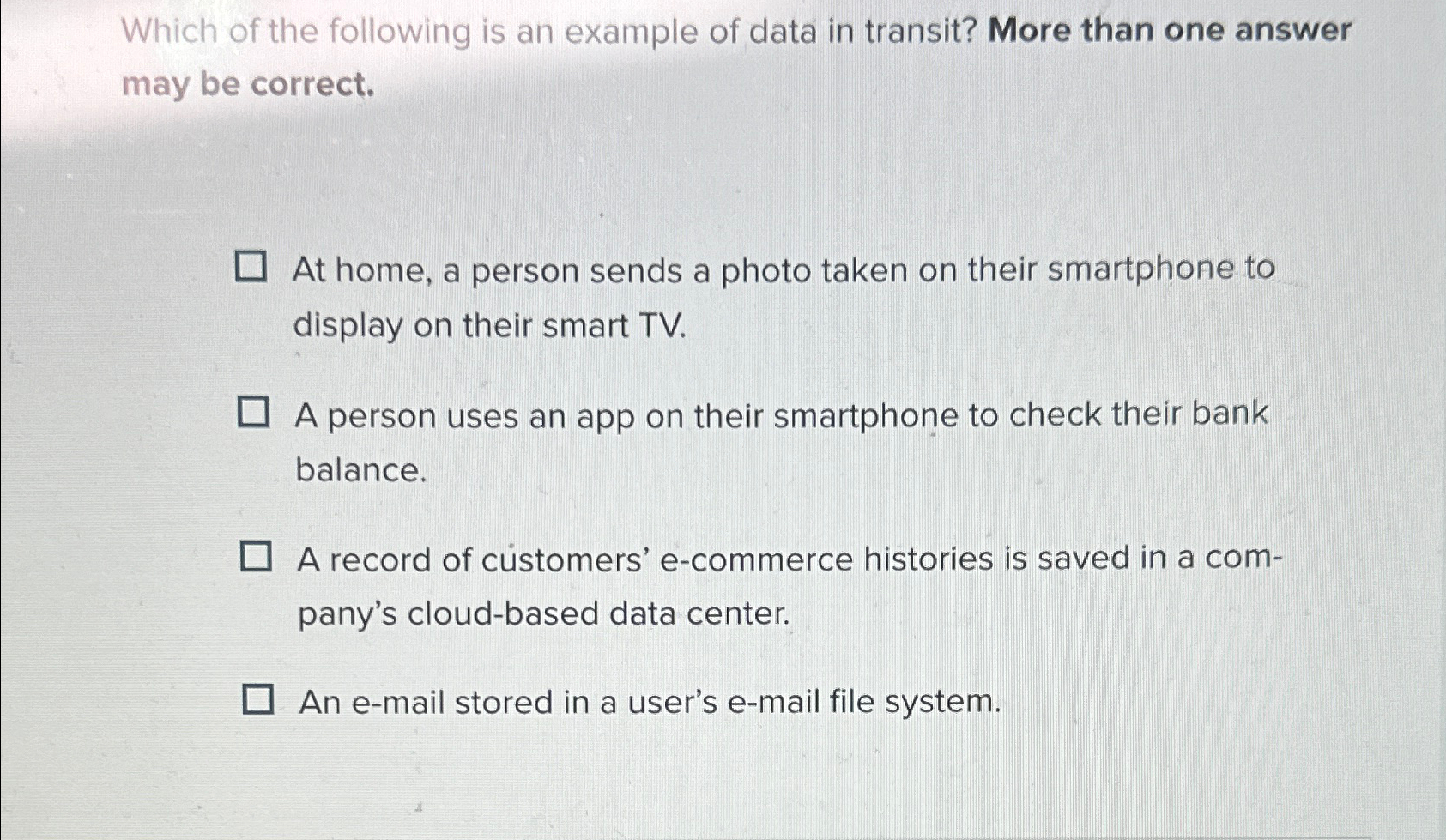 Solved Which of the following is an example of data in | Chegg.com