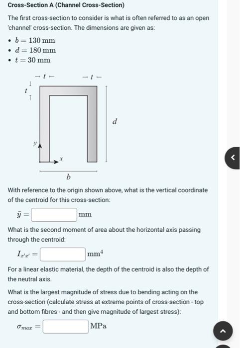 Solved Cross-Section A (Channel Cross-Section) The first | Chegg.com