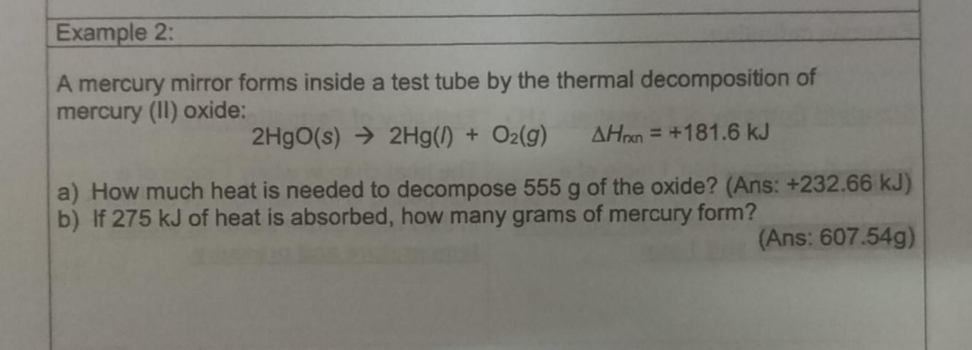 Solved Example 2: A mercury mirror forms inside a test tube | Chegg.com