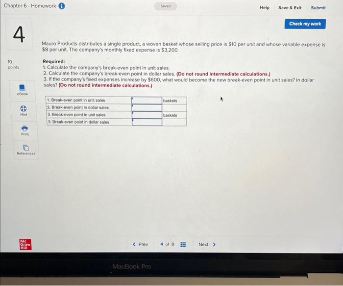 Solved Chapter 6-Homework 4 10 points eBook Hint Print | Chegg.com