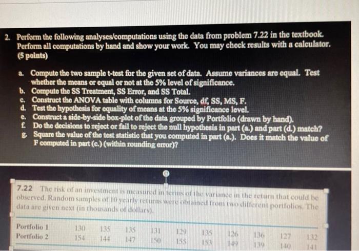 Solved 2. Perform the following analyses/computations using | Chegg.com