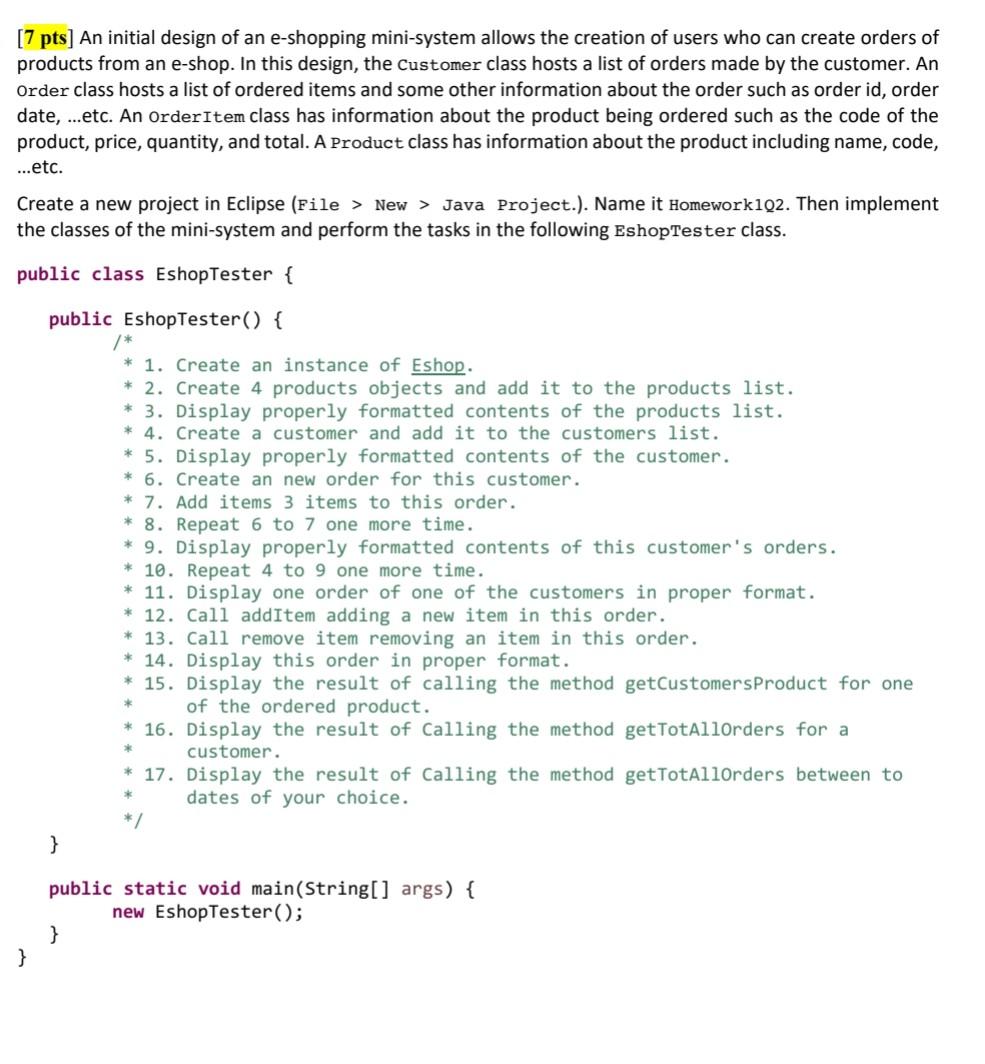 I Need a help Do this coding using eclipse so I can | Chegg.com