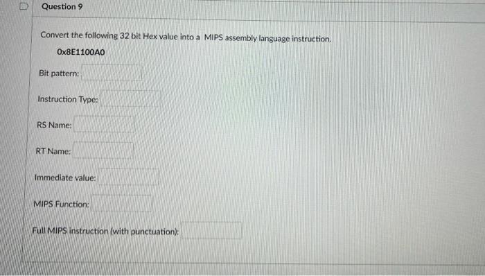 Solved Question 9 Convert the following 32 bit Hex value | Chegg.com