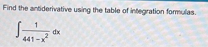 Solved Find the antiderivative using the table of | Chegg.com