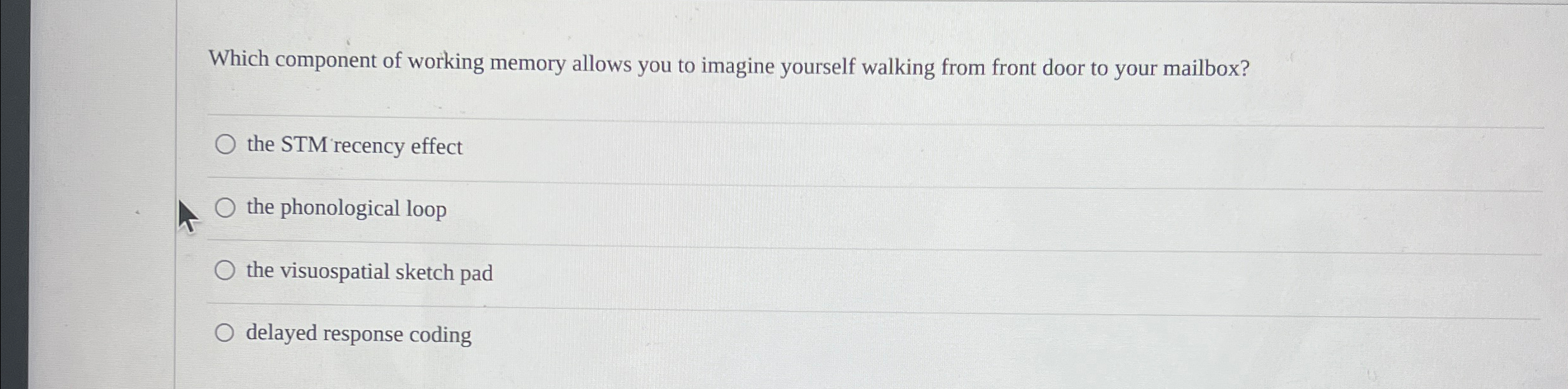 Solved Which component of working memory allows you to | Chegg.com